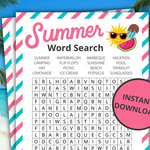 Summer Word Search | Printable Summer Game | Summer Activity for Kids ...