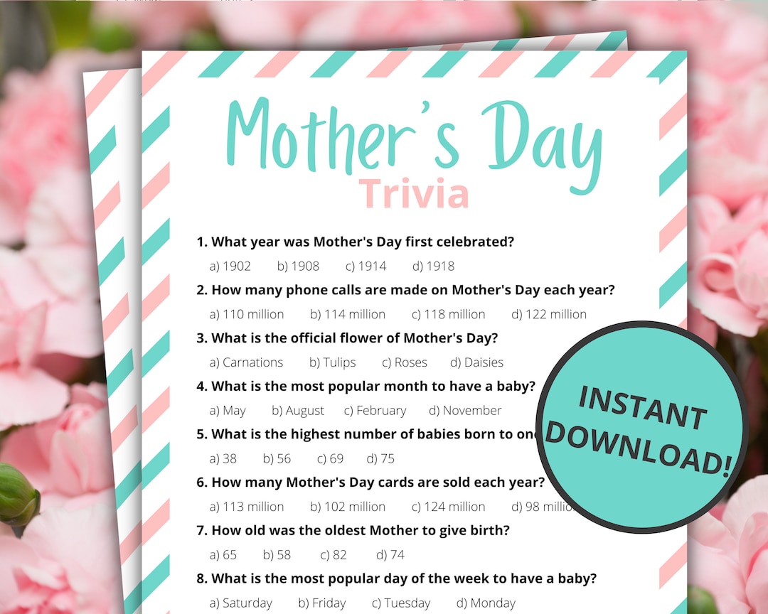 Mother's Day Trivia | Printable Mother's Day Games for Kids and Adults ...