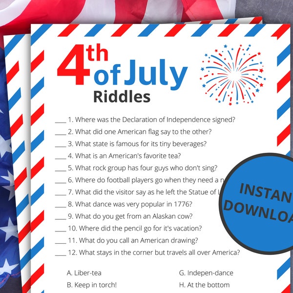 Fourth of July Riddles - Etsy