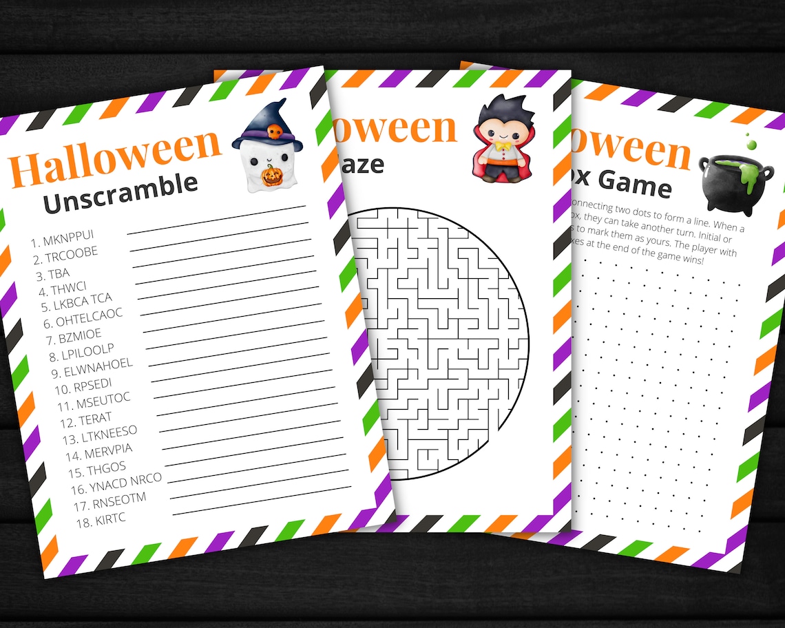 Halloween Game Bundle Printable Halloween Games for Kids and - Etsy