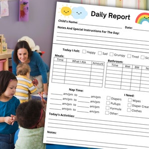 Toddler Daily Report | Daily Log for Daycare, Preschool, Nanny ...