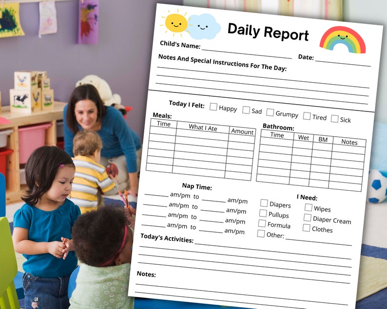 Toddler Daily Report Daily Log for Daycare Preschool - Etsy