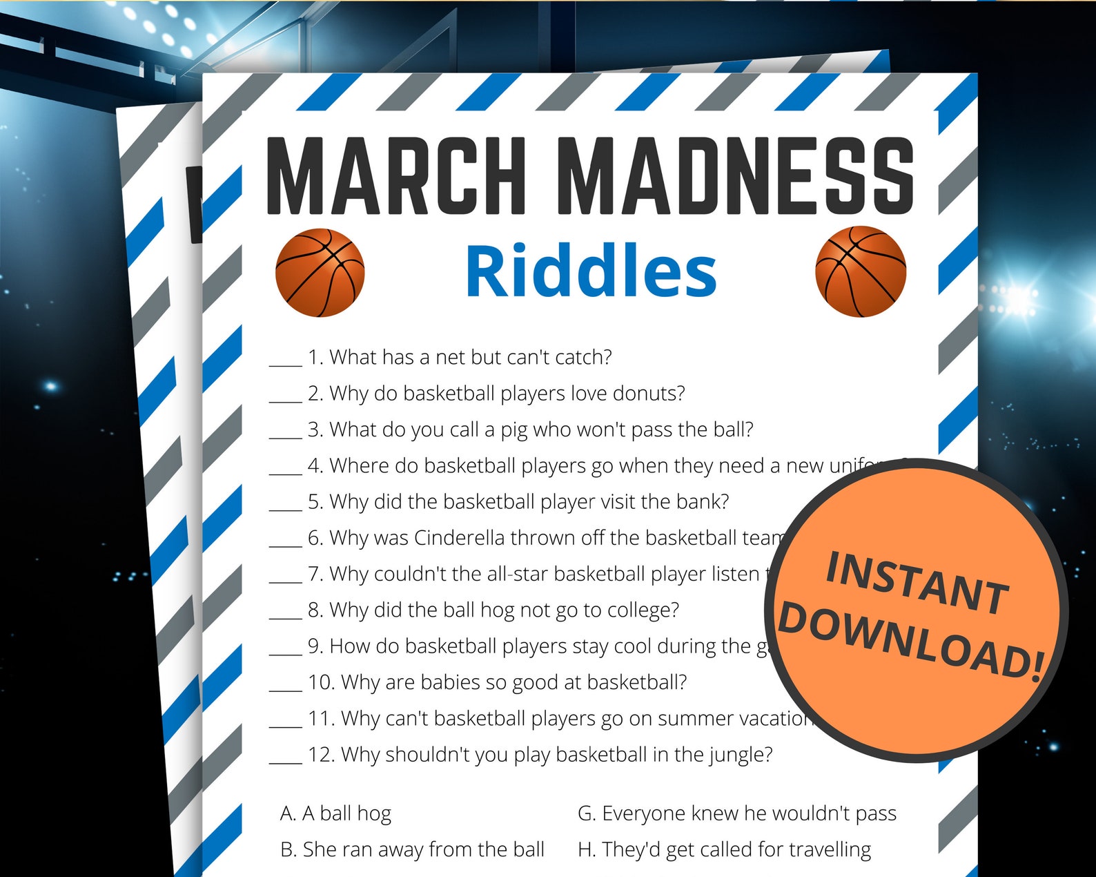 March Madness Riddles Printable March Madness Game for Kids - Etsy