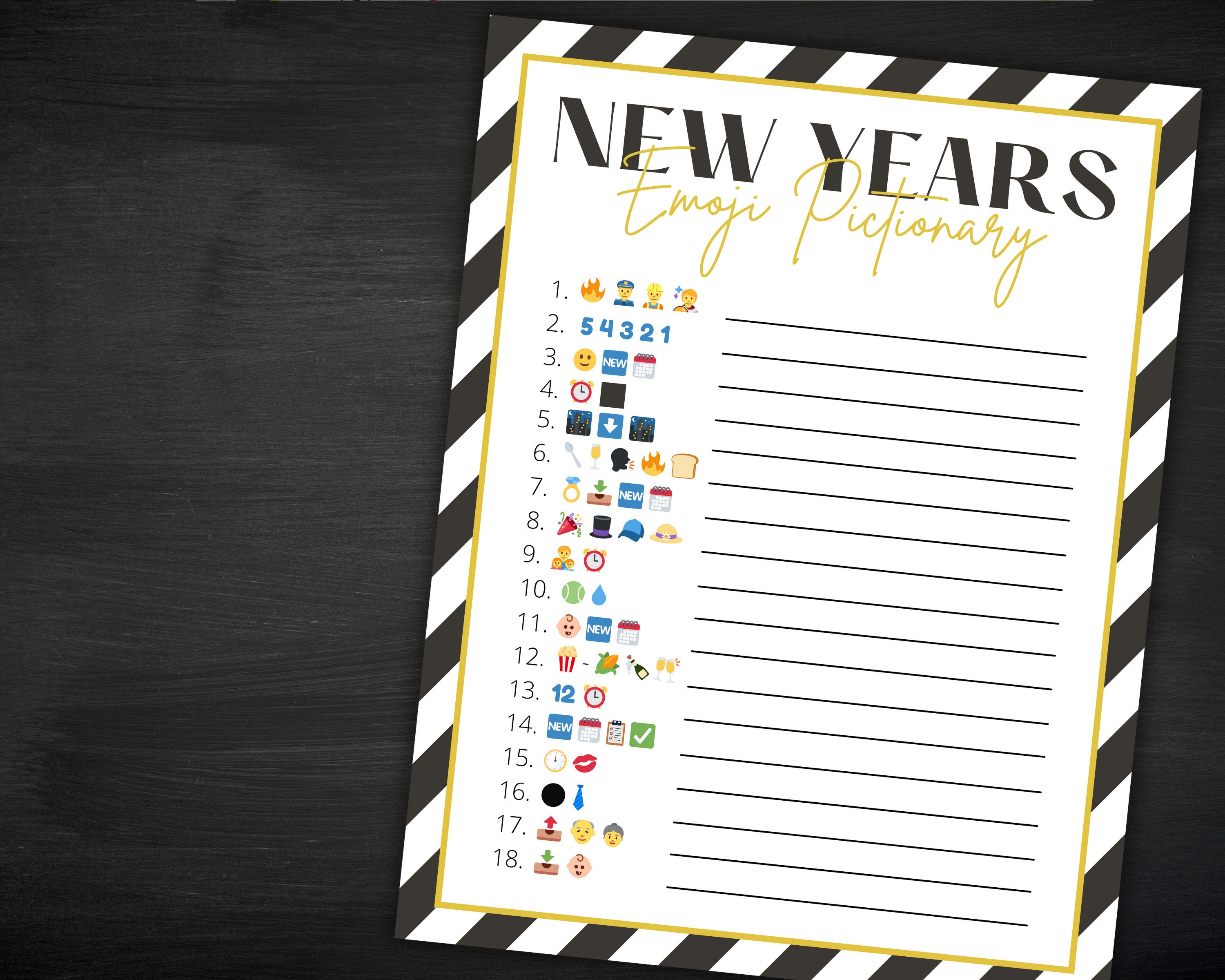 New Year's Eve Emoji Pictionary | Printable New Year's Game | New Years ...