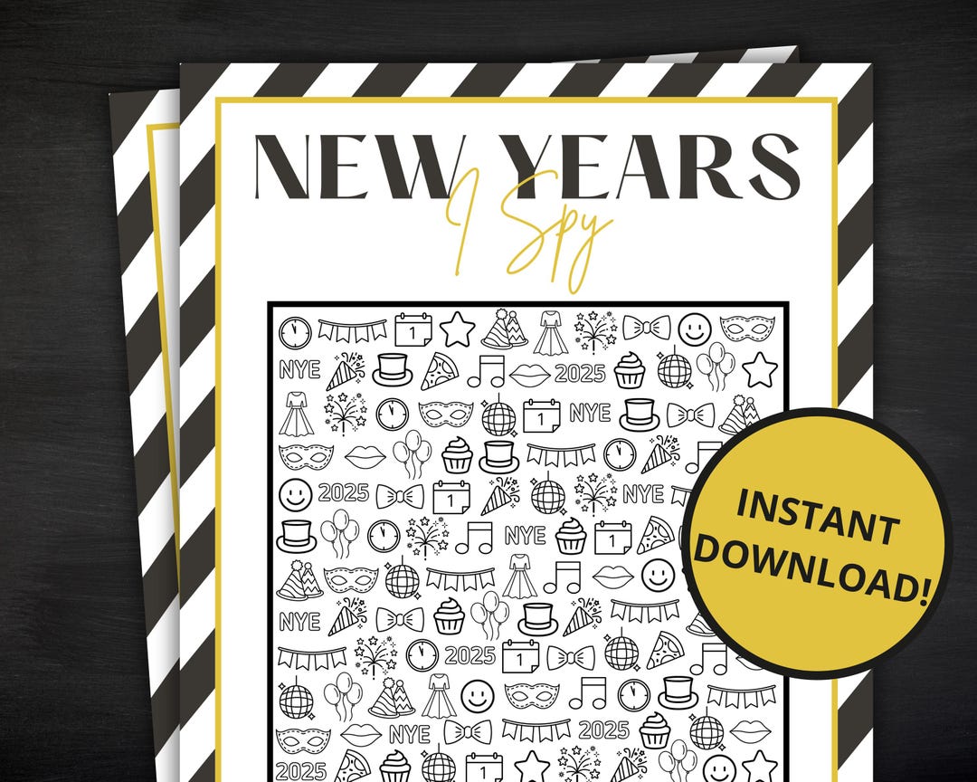 New Year's Eve I Spy | Printable New Year's Game | New Years Activity ...