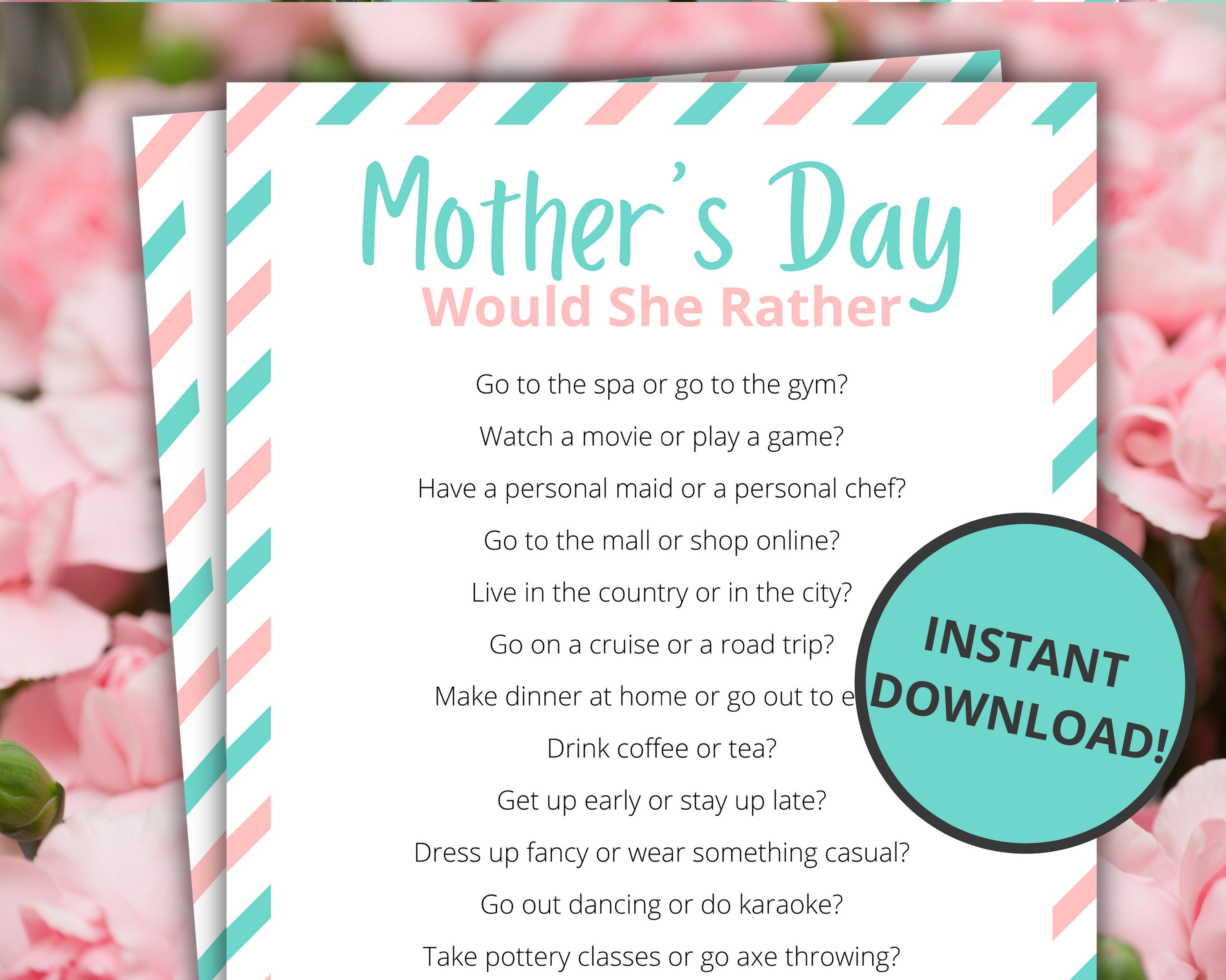 Mother's Day Would She Rather | Printable Mothers Day Games for Kids ...