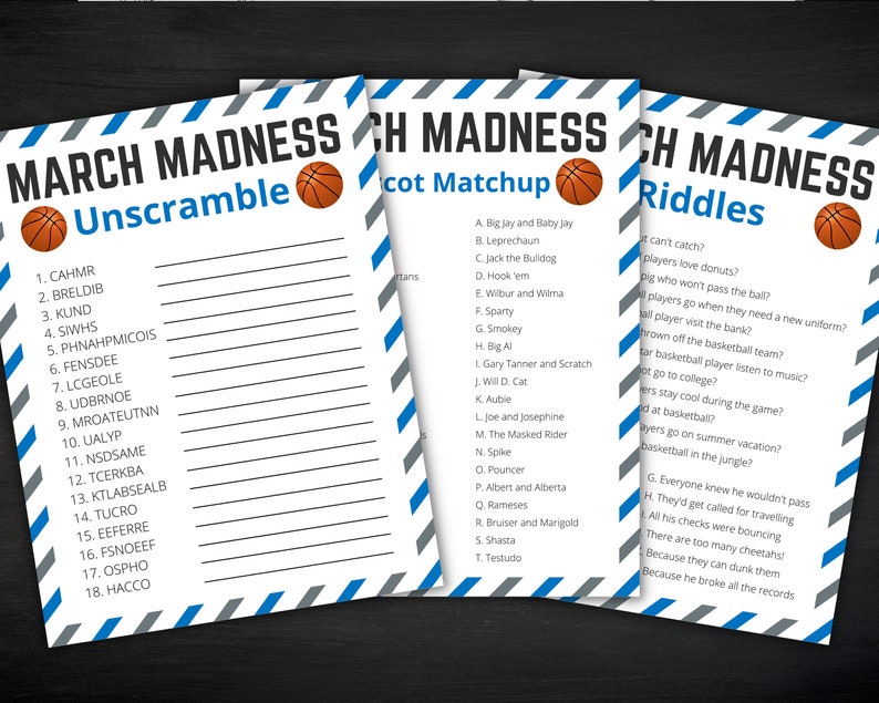 March Madness Game Bundle Printable Basketball Games for | Etsy