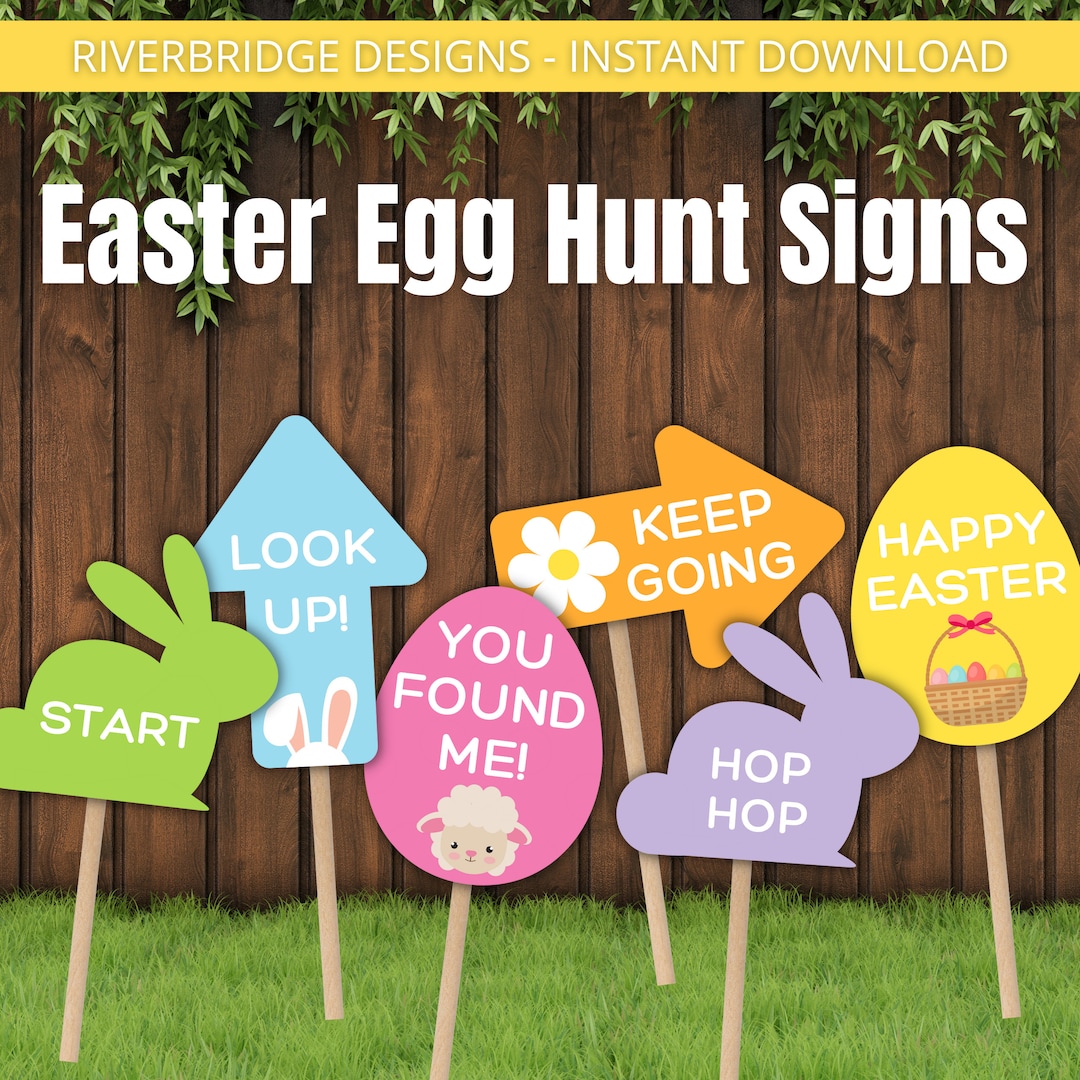 Easter Egg Hunt Signs | Printable Easter Sign Kit | Easter Bunny Yard ...
