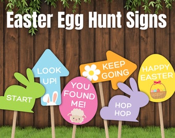Printable Easter Egg Hunt Signs Printable Easter Sign Kit Easter Bunny ...