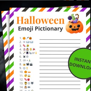 Halloween Emoji Pictionary Printable Halloween Game - Etsy
