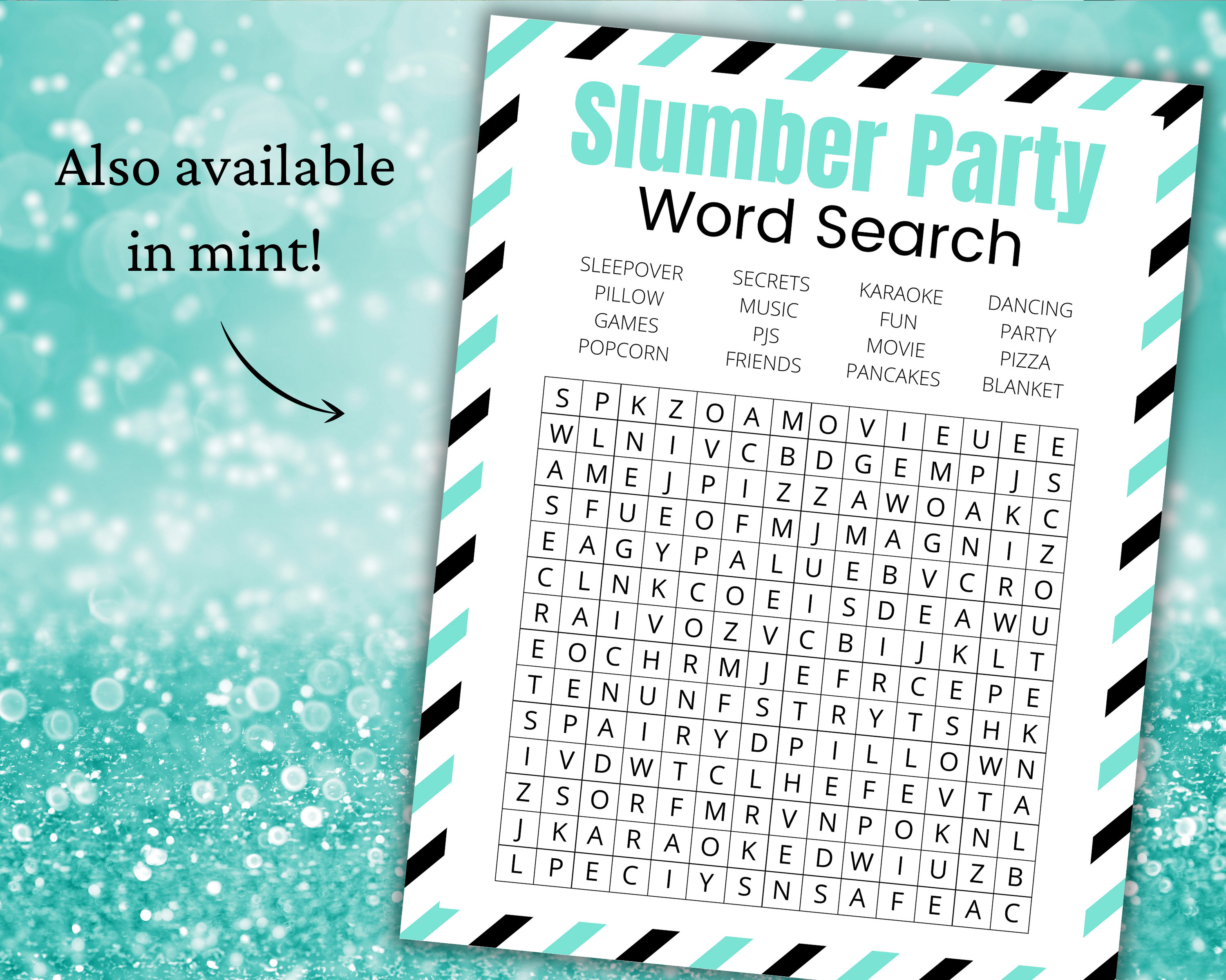Slumber Party Word Search Printable Sleepover Games for Kids - Etsy ...