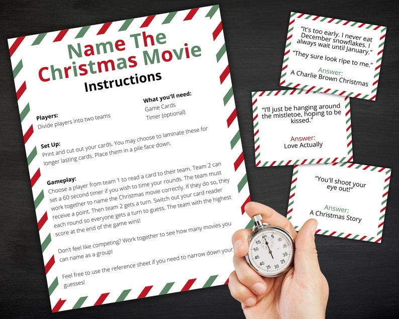 Christmas Name That Movie Game | Printable Christmas Movie Game ...