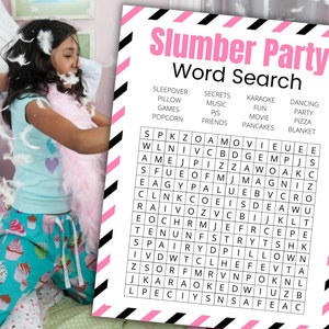 Slumber Party Word Search | Printable Sleepover Games for Kids and ...