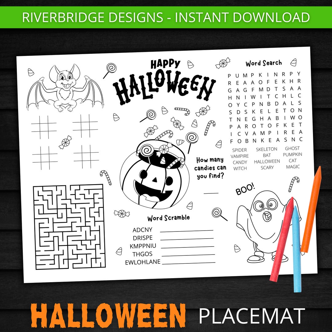 Halloween Placemat | Activities and Games | Halloween Party | Printable ...
