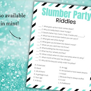 Slumber Party Riddles | Printable Sleepover Games for Kids and Teens ...
