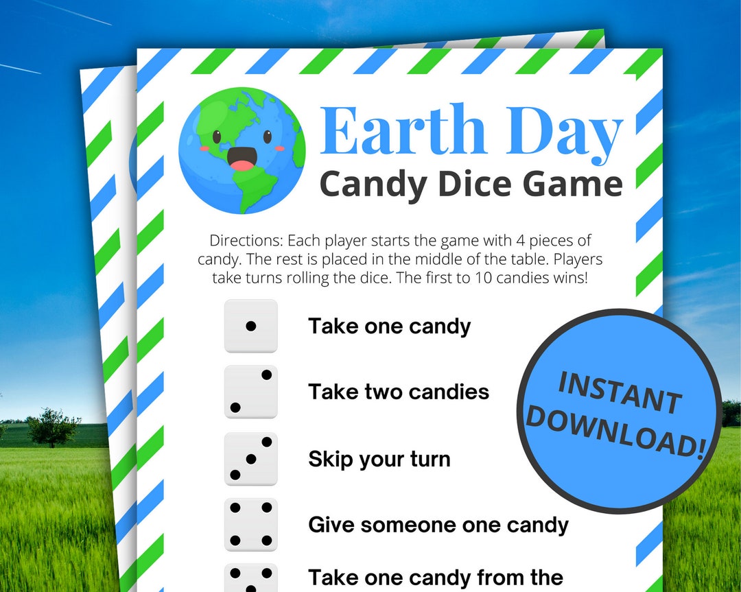 Earth Day Candy Dice Game | Printable Earth Day Games for Kids and ...