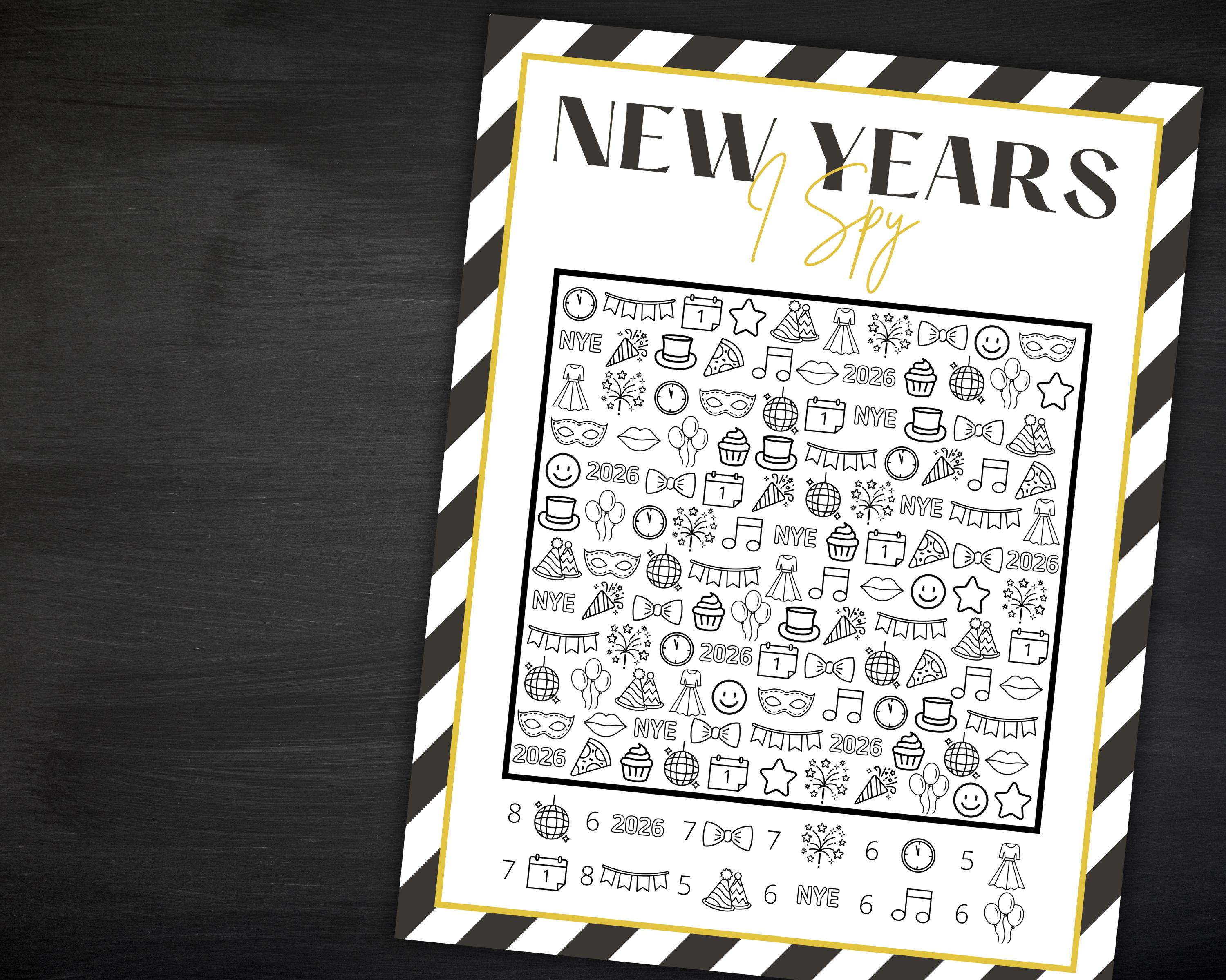 New Year's Eve I Spy | Printable New Year's Game | New Years Activity ...