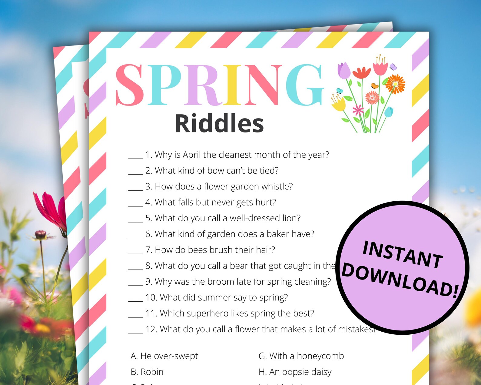 Spring Riddles | Printable Spring Game | Spring Activity for Kids and ...