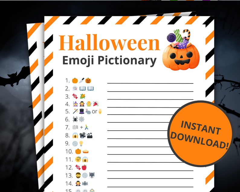 Halloween Emoji Pictionary Printable Halloween Game - Etsy