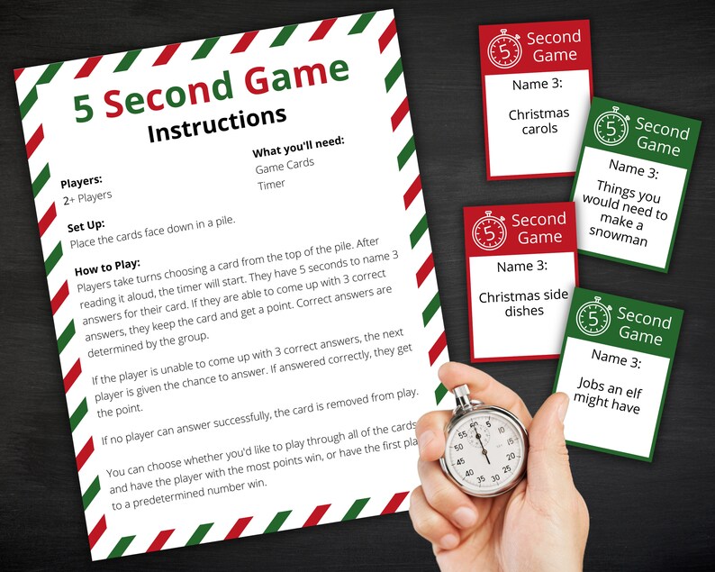 Christmas 5 Second Game | Printable Christmas Game | Christmas Activity ...