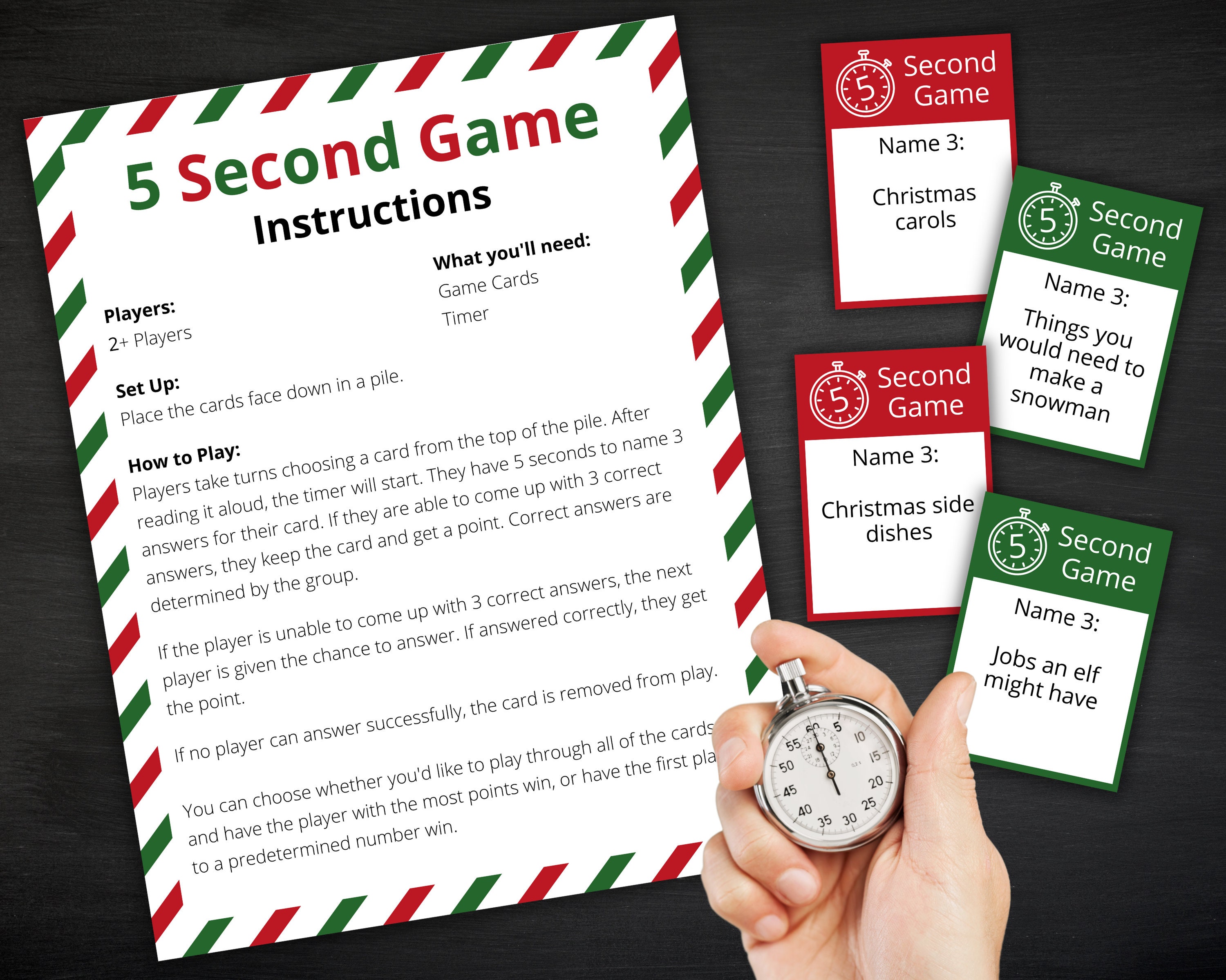 Christmas 5 Second Game | Printable Christmas Game | Christmas Activity ...