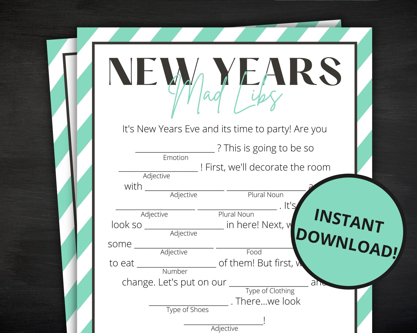 New Year's Eve Mad Libs | Printable New Year's Game | New Years ...
