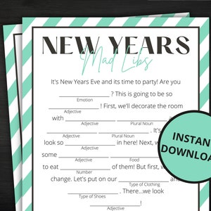 New Year's Eve Mad Libs | Printable New Year's Game | New Years ...