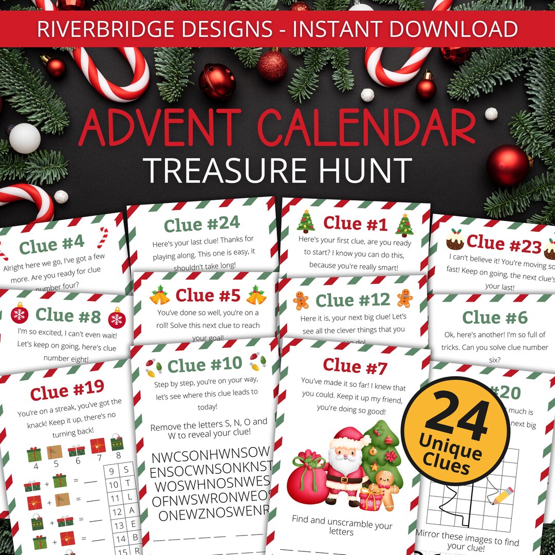 Advent Calendar Treasure Hunt for Older Kids | Christmas Scavenger Hunt ...