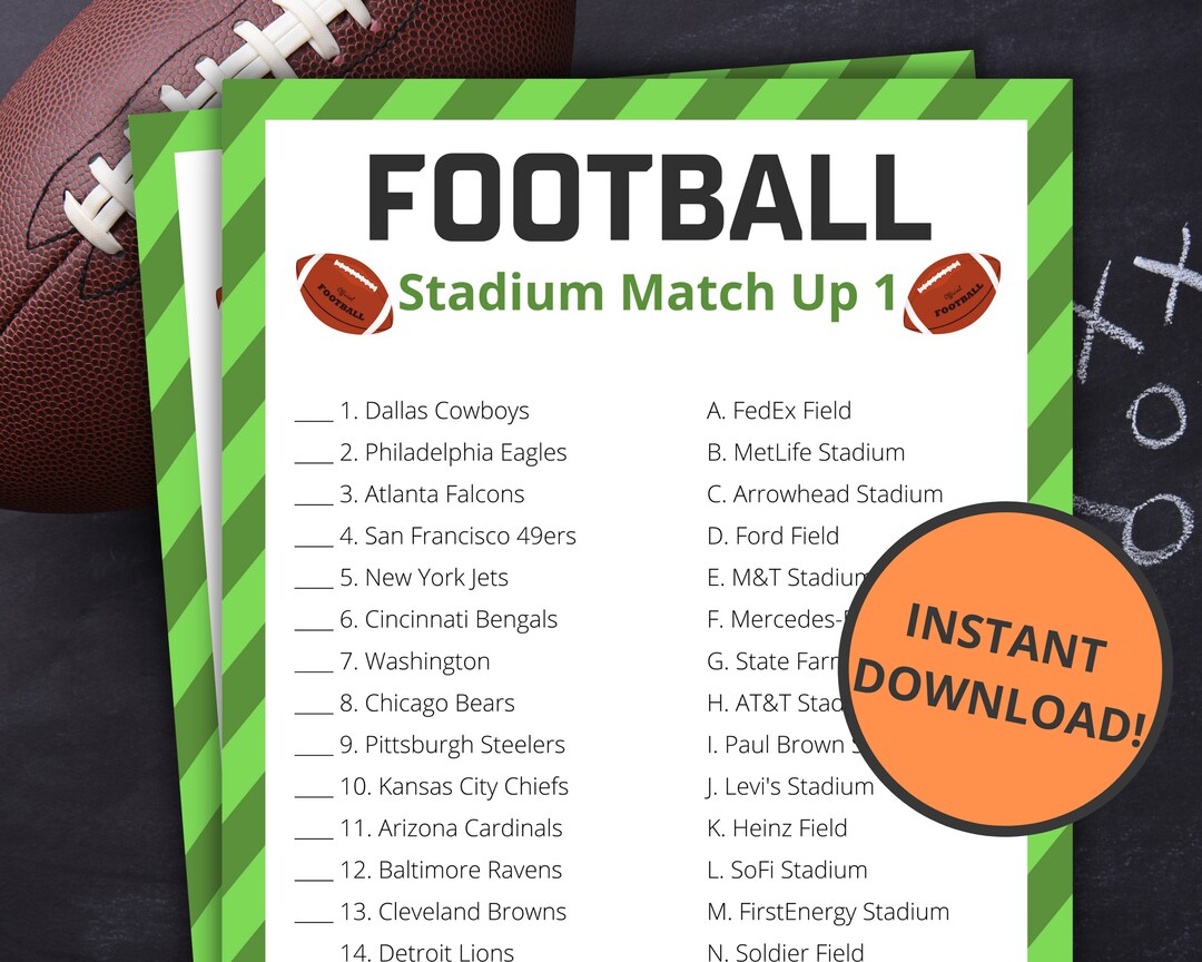 Football Stadium Matchup | Printable Football Game | Football Activity ...