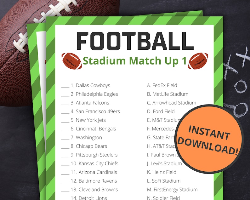 Football Stadium Matchup Printable Football Game Football - Etsy