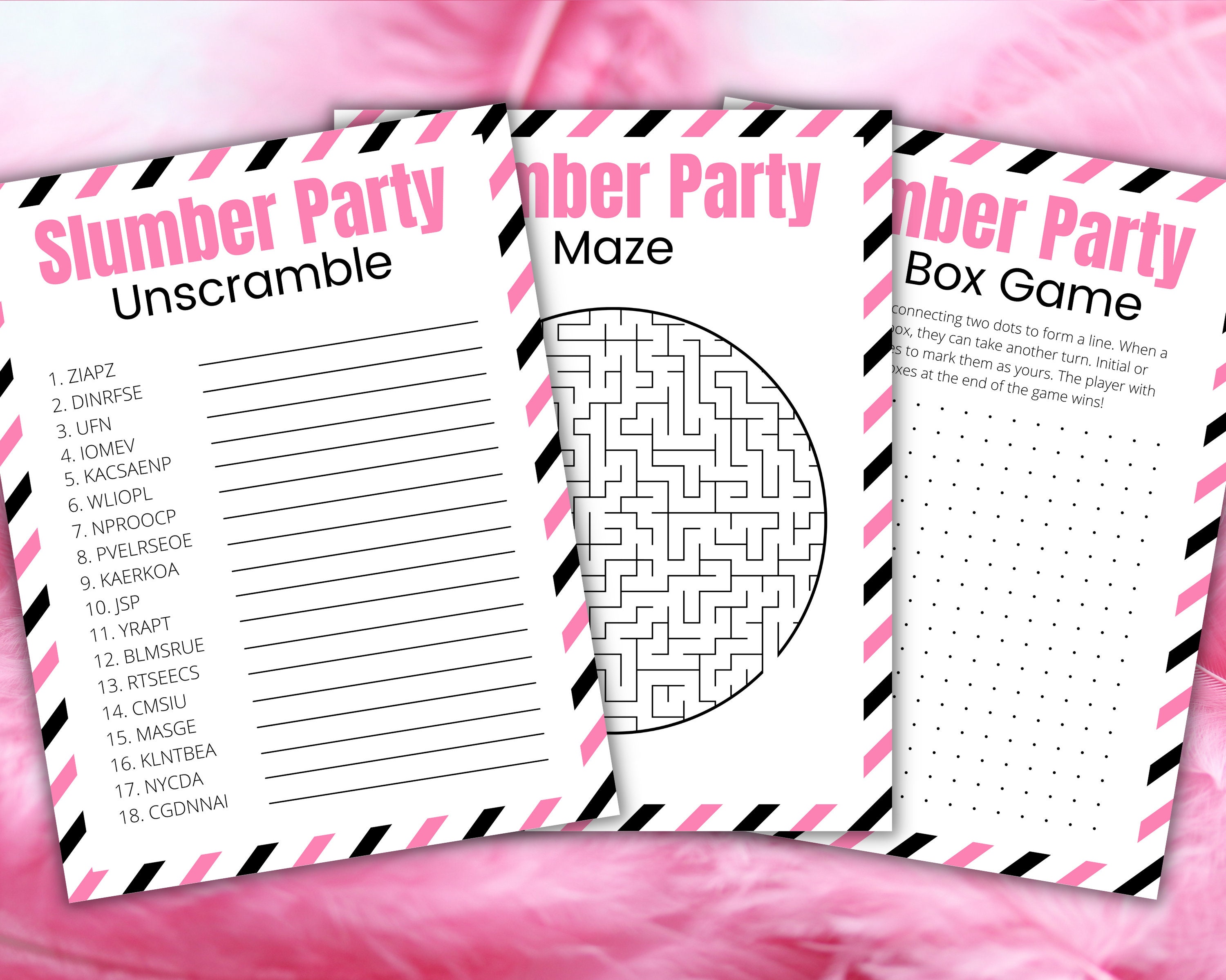 Slumber Party Game Bundle Printable Sleepover Games for Kids | Etsy
