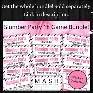 Slumber Party Movie Emoji Pictionary Sleepover Games for Kids and Teens ...