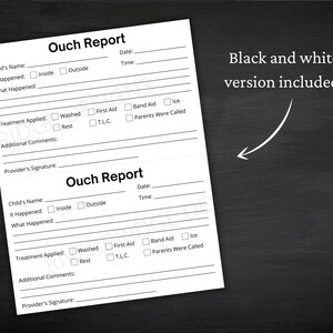 Ouch Report | Daycare Incident Report | Preschool Accident and Injury ...