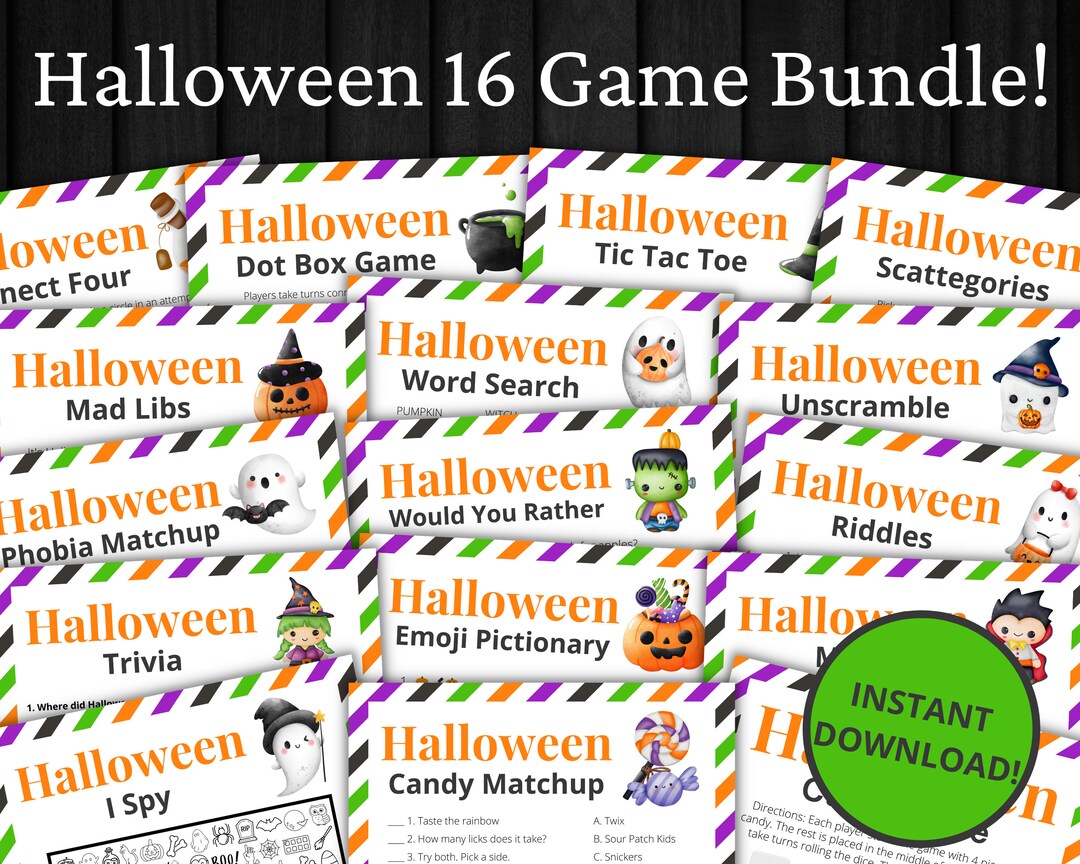 Halloween Game Bundle Printable Halloween Games for Kids and - Etsy