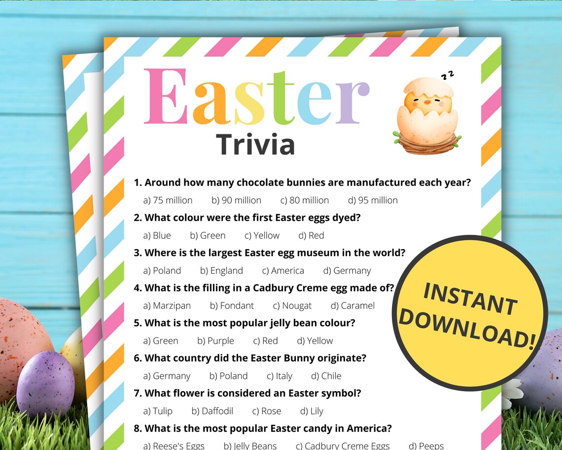 Easter Trivia Printable Easter Game Easter Activity for | Etsy