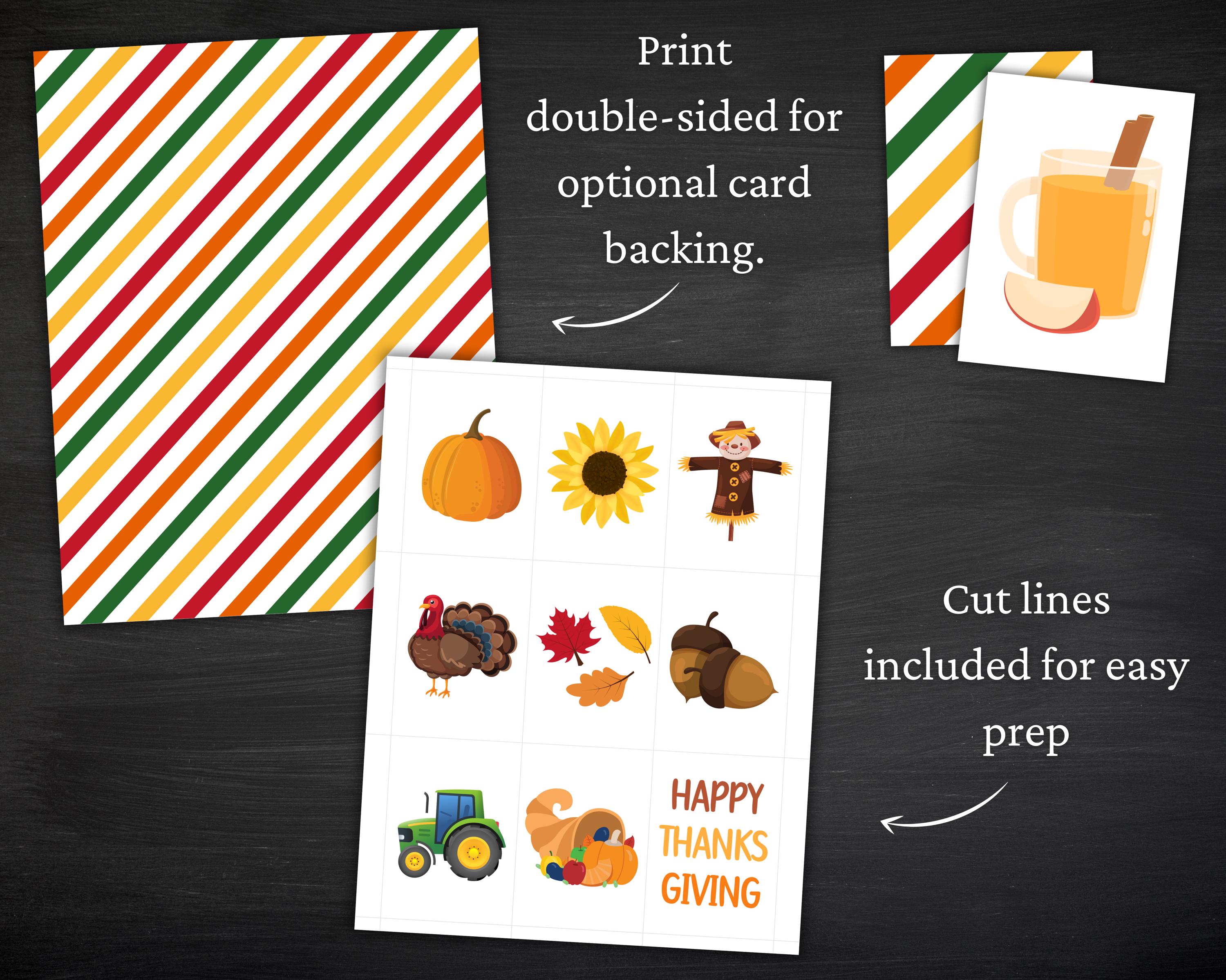 Thanksgiving Stacks | Printable Thanksgiving Card Game | Thanksgiving ...