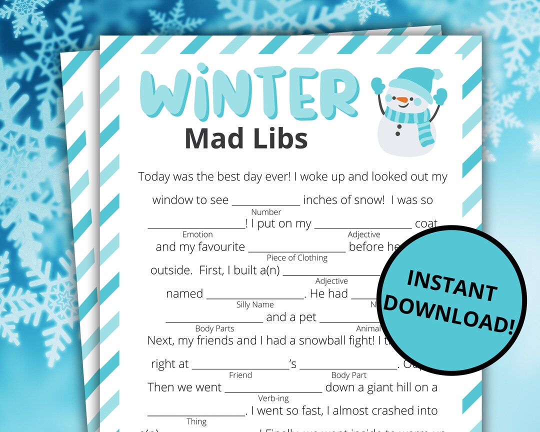 Winter Mad Libs | Printable Snow Day Activity for Kids and Adults ...