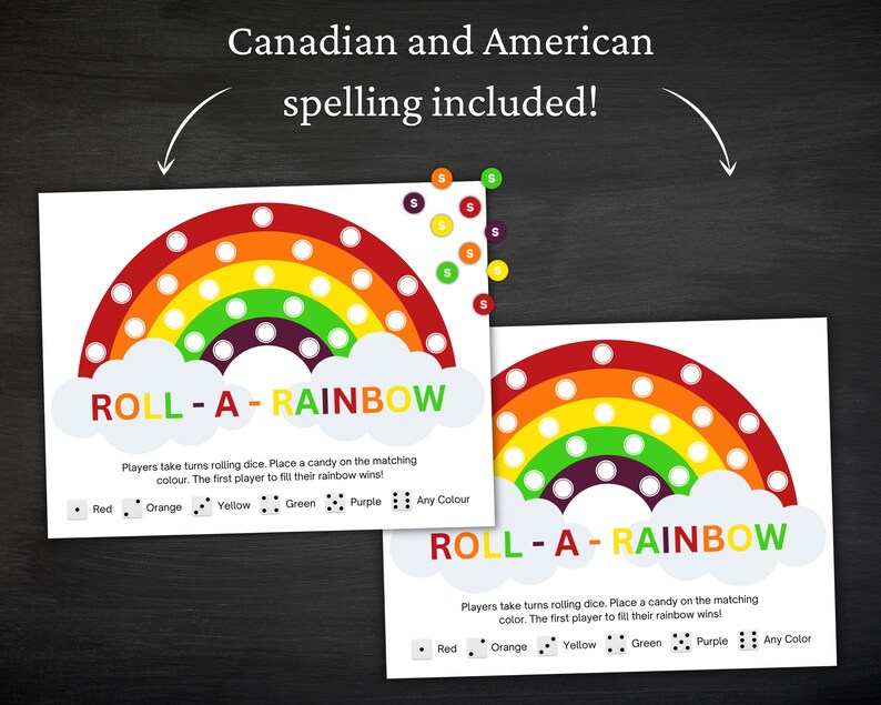 Roll A Rainbow Dice Game | Printable St. Patrick's Day Game | Spring ...