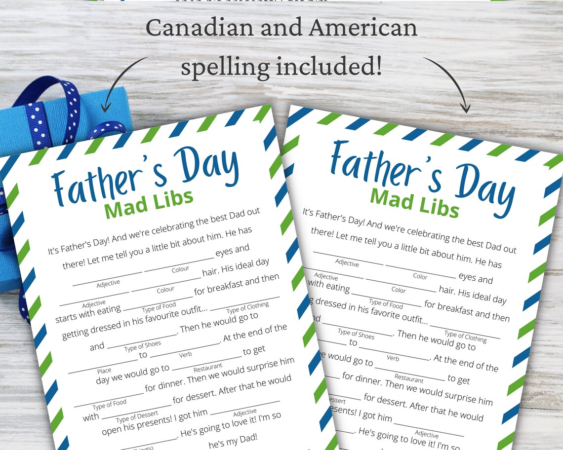 Father's Day Mad Libs Printable Father's Day Games - Etsy