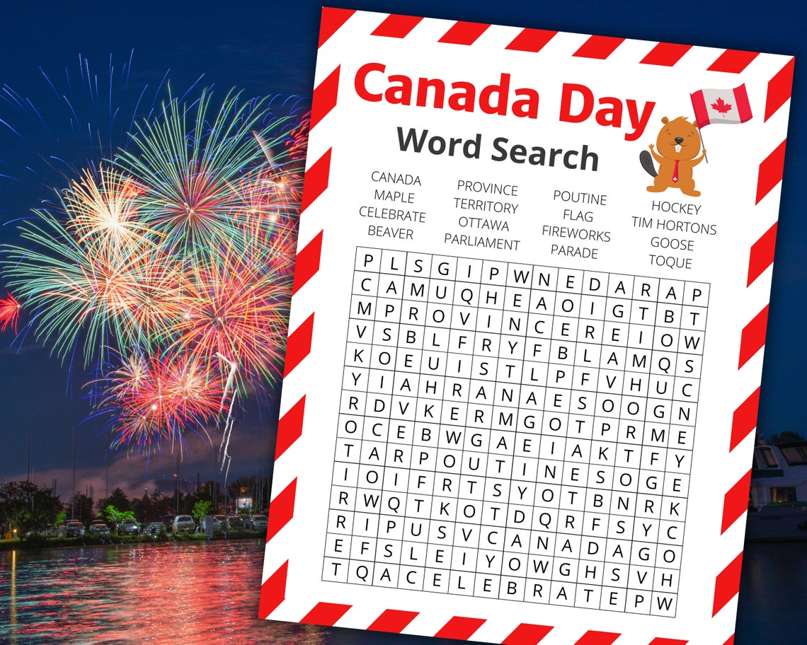Canada Day Word Search Printable Canada Day Game Canada - Etsy