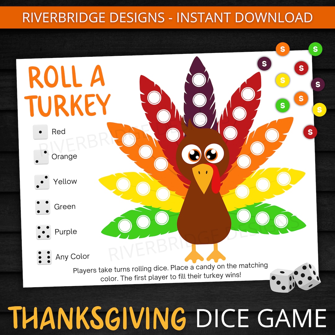 Roll A Turkey Dice Game | Printable Thanksgiving Game | Fall Activity ...