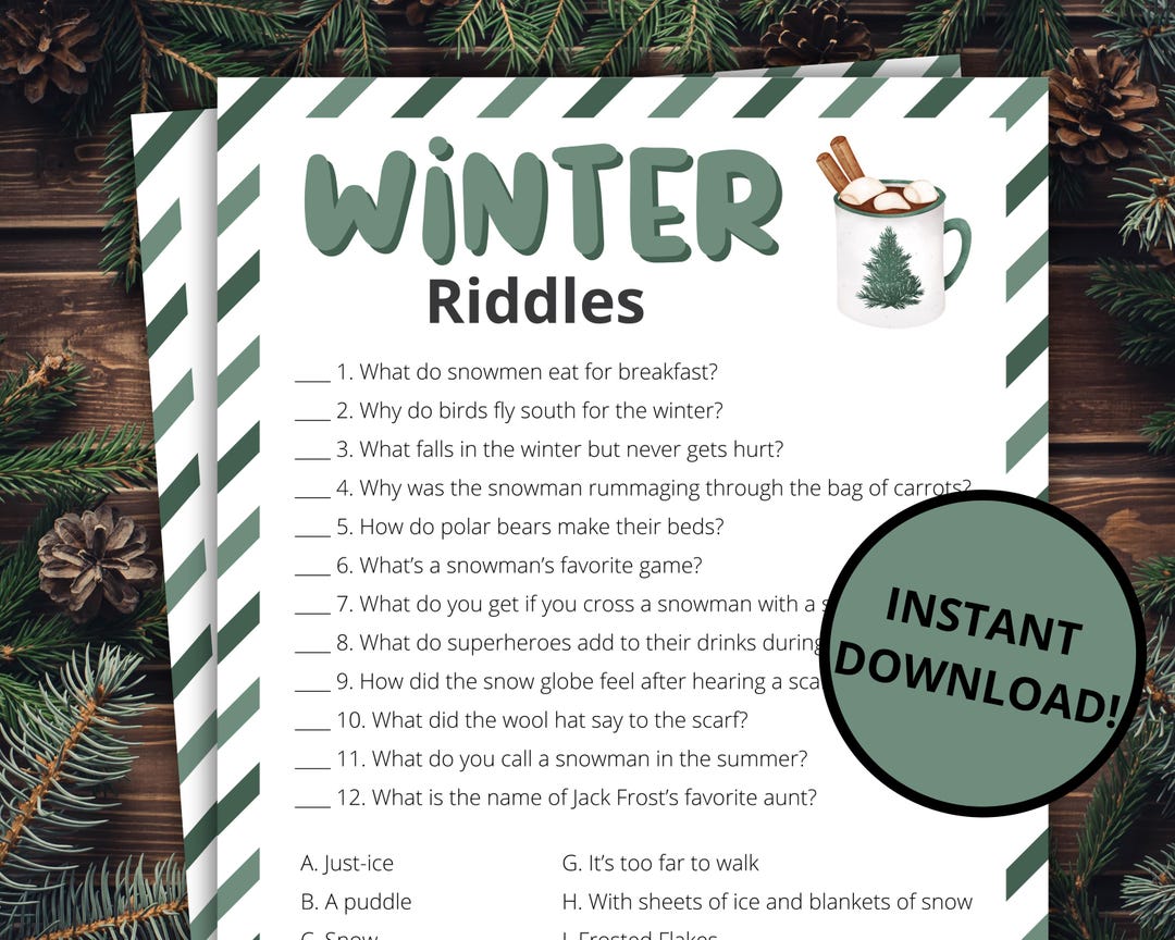 Winter Riddles | Printable Snow Day Activity for Kids and Adults ...