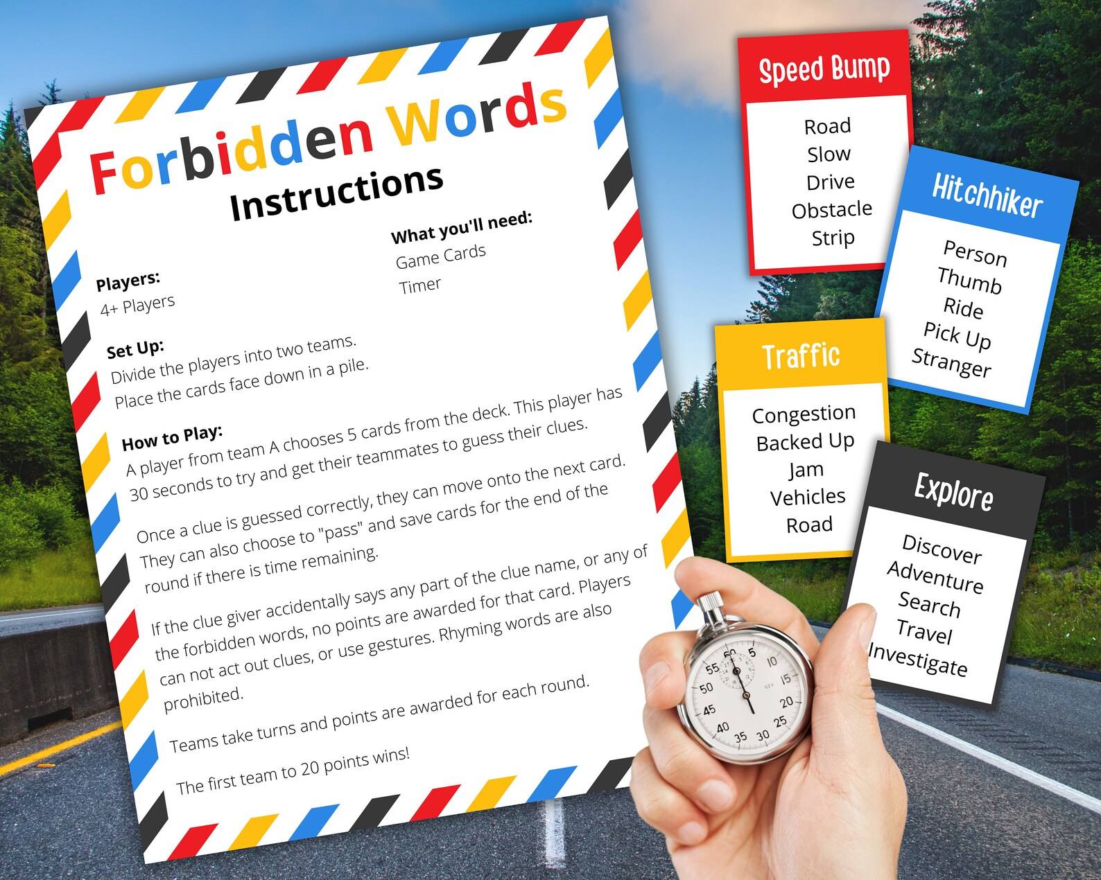 Road Trip Forbidden Words | Printable Road Trip Game | Travel Activity ...