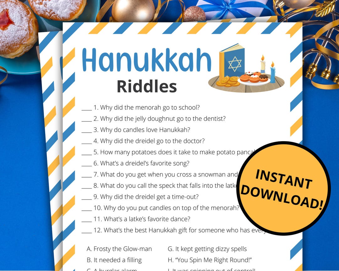 Hanukkah Riddles | Printable Chanukah Game | Hanukkah Activity for Kids ...