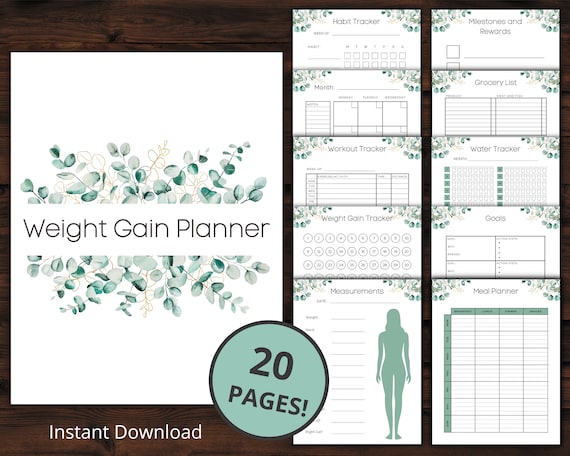 Weight Gain Journal Fitness Tracker Weight Gain Planner | Etsy