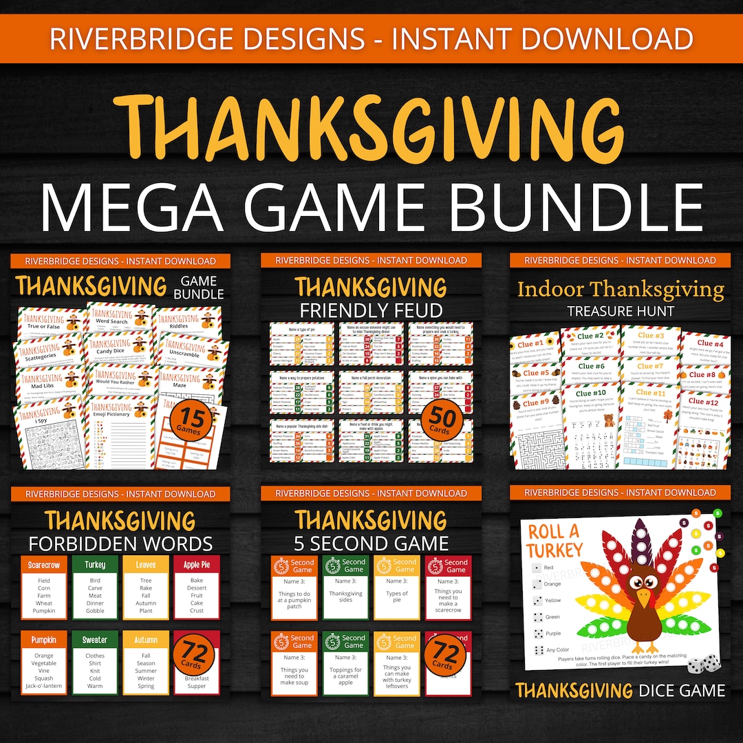 Thanksgiving Mega Game Bundle | Printable Thanksgiving Games for Kids ...