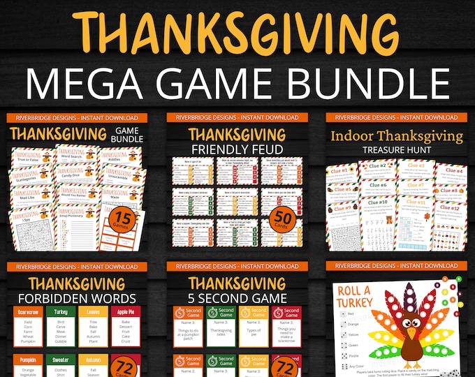 Thanksgiving Game Bundle | Printable Thanksgiving Games for Kids and ...