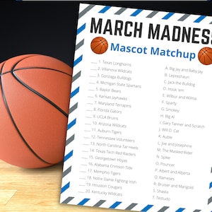 March Madness Mascot Matchup | Printable March Madness Game for Kids ...