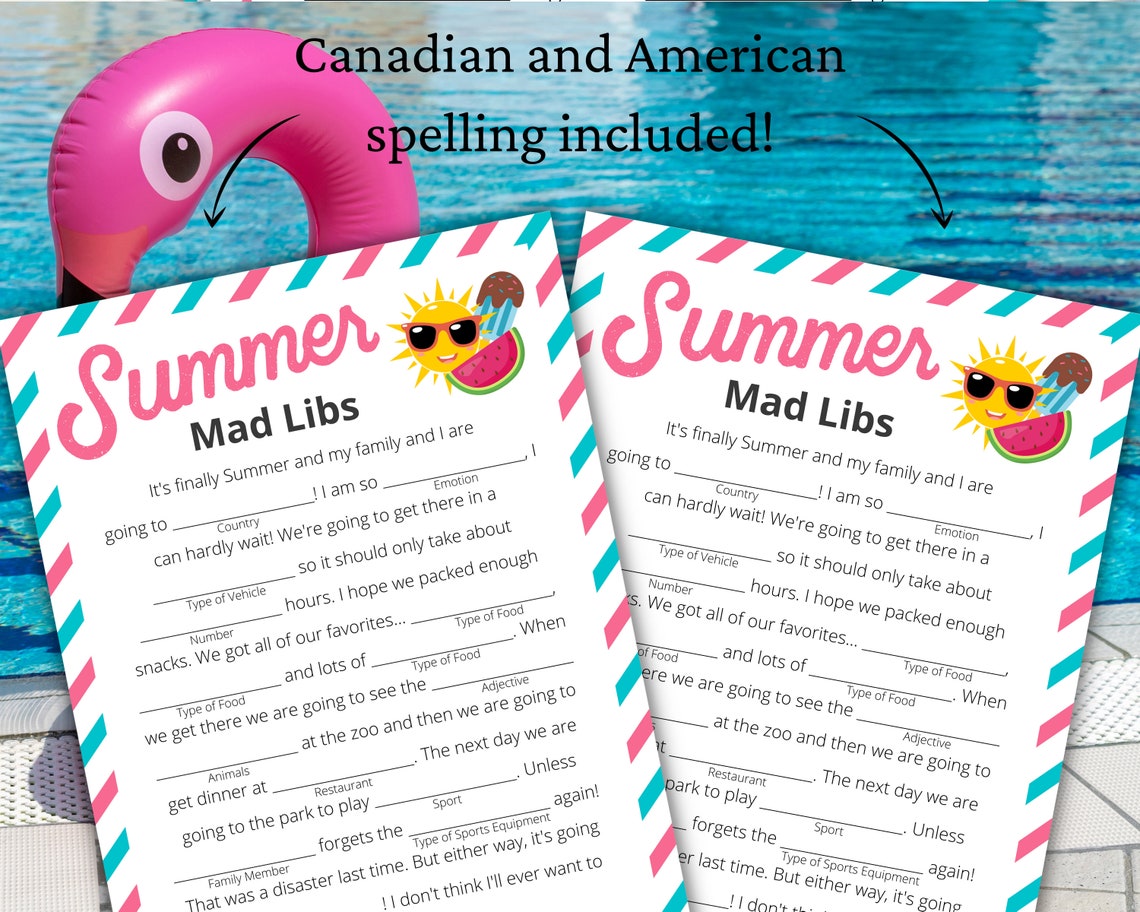 Summer Mad Libs Printable Summer Game Summer Activity for - Etsy