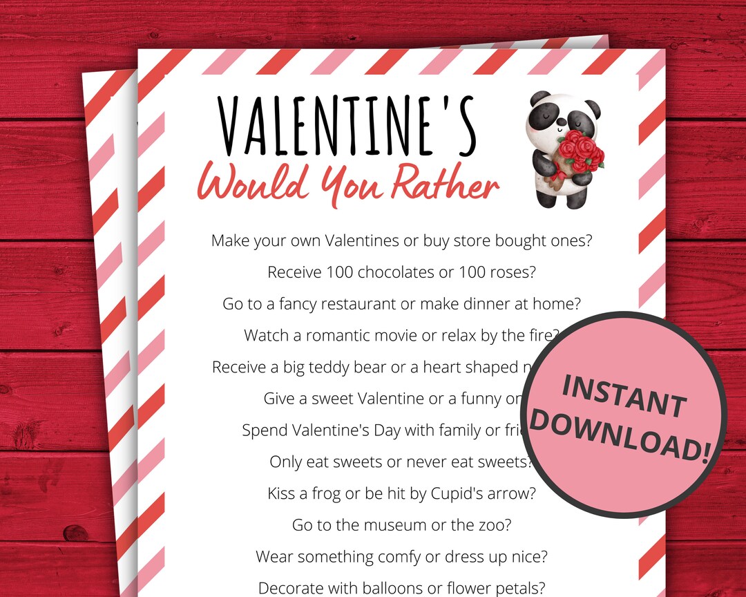 Valentine's Day Would You Rather | Valentine's Party Games | Valentines ...